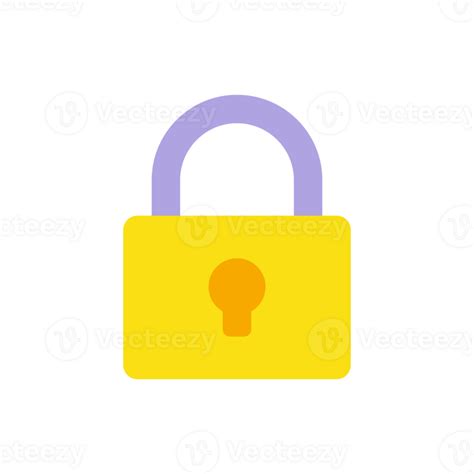 Yellow Closed Lock With Keyhole And Handle Personal Information Protect Flat Illustration