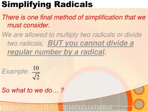 PPT Simplifying Radicals PowerPoint Presentation Free Download ID