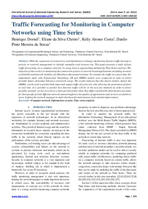 Pdf Traffic Forecasting For Monitoring In Computer Networks Using