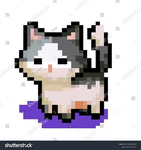 귀여운 고양이 그림의 클래식 8비트 픽셀 스톡 일러스트 2224654949 Shutterstock