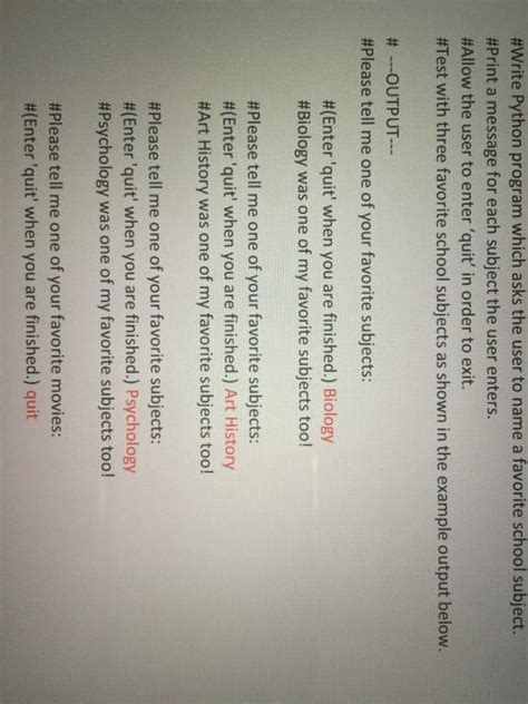 Solved Write Python Program Which Asks The User To Name A