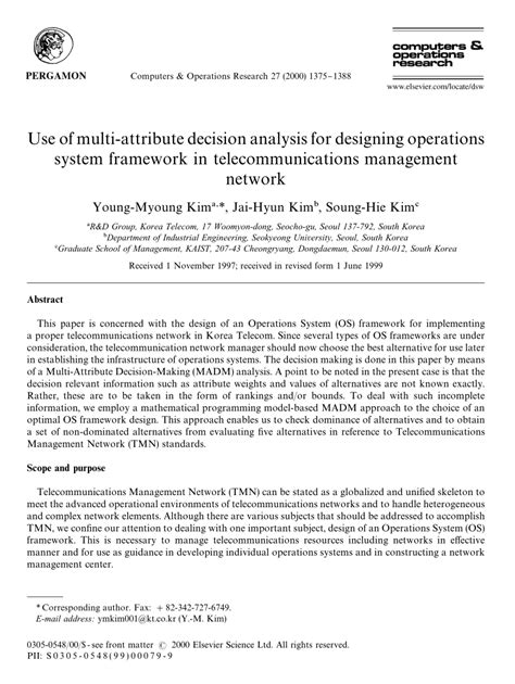 PDF Use Of Multi Attribute Decision Analysis For Designing Operations System Framework In