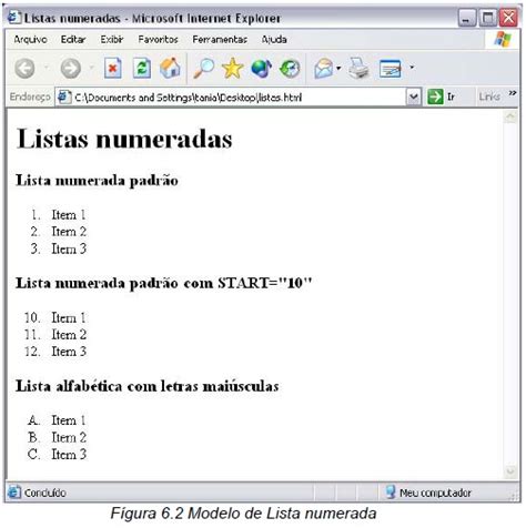Curso De Html Criar Listas No Artigo Processo Blogs