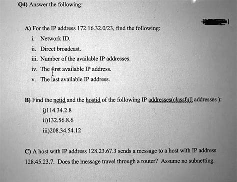 solved texts q4 answer the following a for the ip address 172 16 32