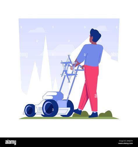 Lawn Scarification Isolated Concept Vector Illustration Gardener Removes Organic Matter From