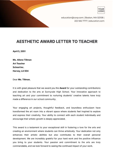 Free Award Letter Templates Editable And Printable