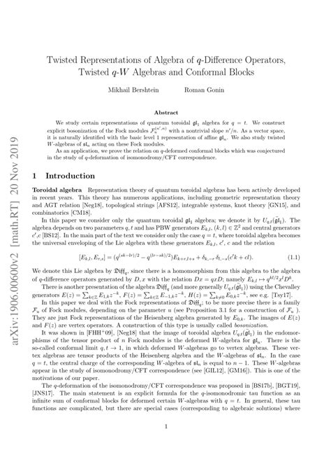Pdf Twisted Representation Of Algebra Of Q Difference Operators