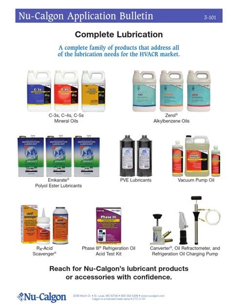Nu Calgon Application Bulletin Pdf Lubricant Refrigeration