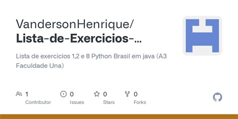 GitHub VandersonHenrique Lista De Exercicios Python Brasil Java Lista De Exercicios E