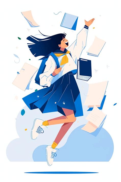 Ai数字艺术开学季高考中考学生奔跑插画 花瓣网