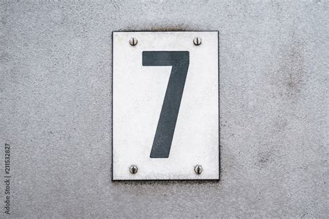 Number 7 Seven On Metal Background House Number Stock Photo