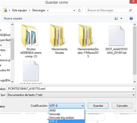 Sinube soporte técnico Error XML no válido codificado en ANSI
