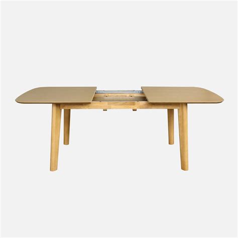 4 6 Seater Extendable Rectangular Dining Table Oak And Metal Veneer