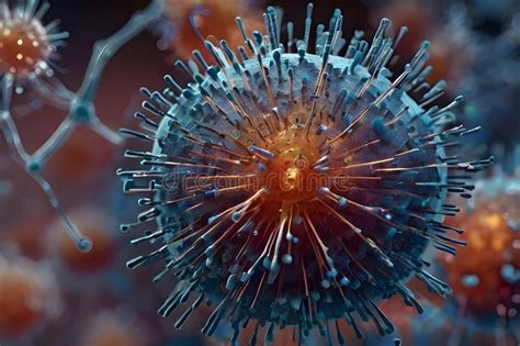 Detailed Visualization Of Virus Particles In A Microscopic View Stock Illustration
