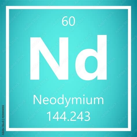 Neodymium Nd Periodic Table Of Elements Atomic Mass Vector