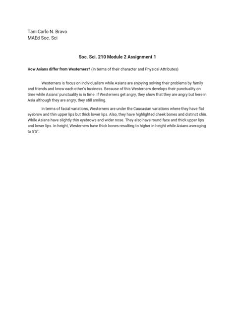 Socsci210 Module 2 Assignment1 Bravo Tani Carlo Pdf