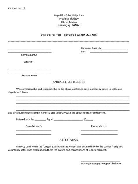 Kp Form No 16 Settlement Form Pdf