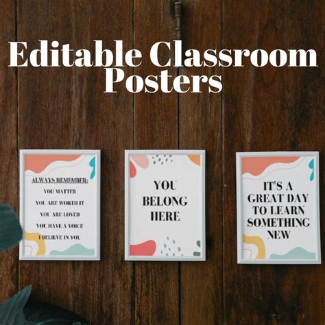 Modern Classroom Decor Posters Editable Etsy