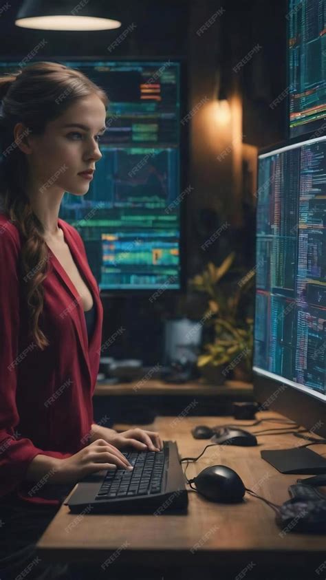 Premium Photo Programming Background With Person Working With Codes On Computer