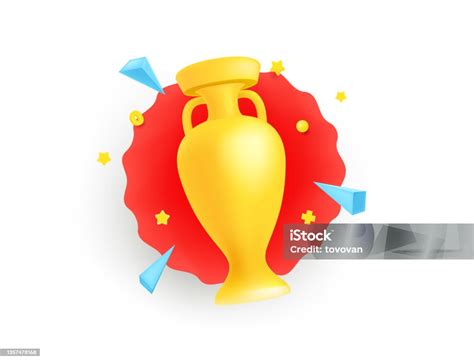 흰색 배경에 격리 된 트로피 컵 벡터 일러스트레이션 3d 벡터 일러스트레이션 3차원 형태에 대한 스톡 벡터 아트 및 기타 이미지 3차원 형태 개념 개념과 주제