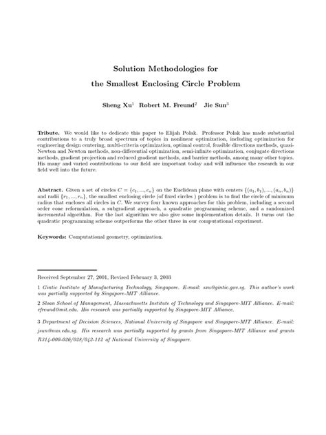 solution methodologies for smallest enclosing circle problem pdf