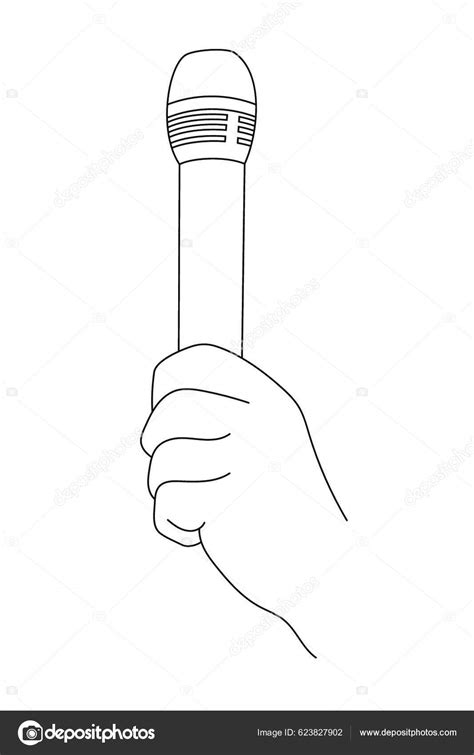 Microphone Hold Hand Sketch Vector Illustration Stock Vector By YAY Images