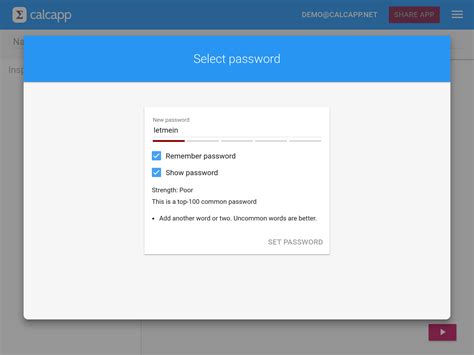 Calcapp — Feature You Can Now Set Your Password