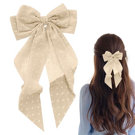 Bow Hair Clip Long Ribbon Hair Bow Elegant Spring Top Clip Womens