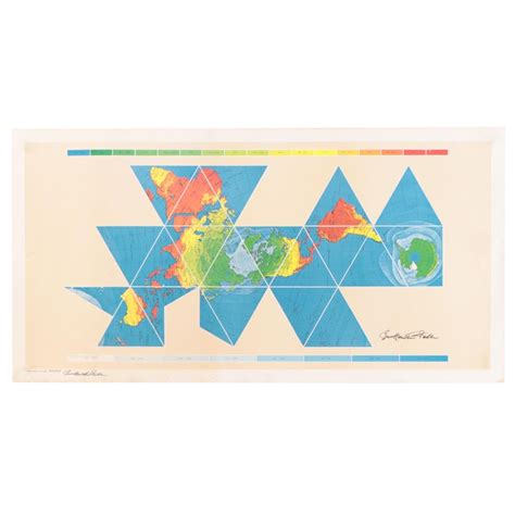 buckminster fuller halftone map dymaxion airocean world map 1979 ebth