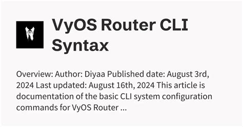VyOS Router CLI Syntax
