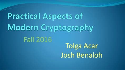 Ppt Practical Aspects Of Modern Cryptography Powerpoint Presentation Id8855196