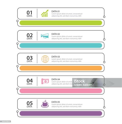 5 데이터 템플릿 사용 하 여 얇은 가로줄 인덱스 인포 그래픽 탭 벡터 일러스트 레이 션 추상적인 배경입니다 웹 디자인 배너