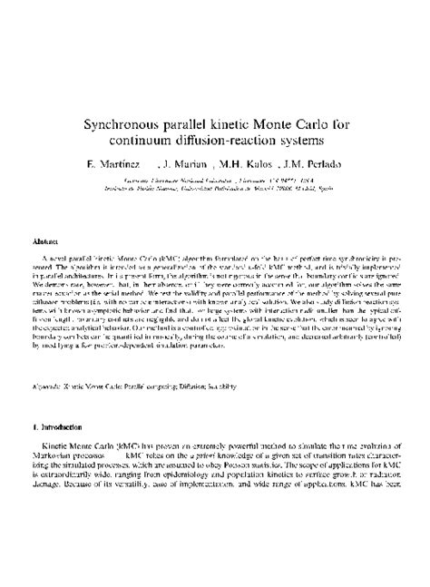pdf synchronous parallel kinetic monte carlo for continuum diffusion