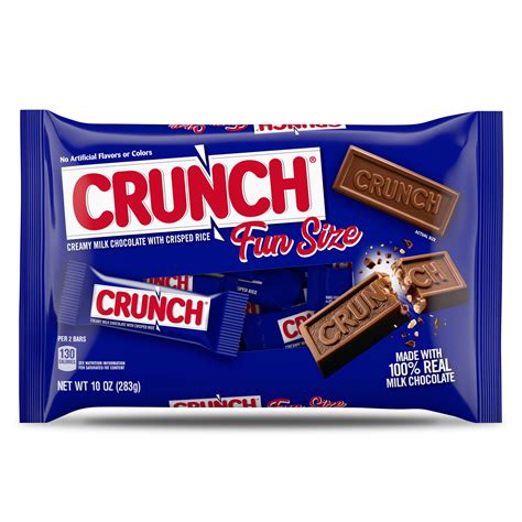CRUNCH Fun Size Candy Bar, Milk Chocolate and Crisped Rice, 10 oz ...