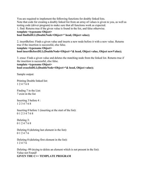 You Are Required To Implement The Following Functions For Doubly Linkedocx