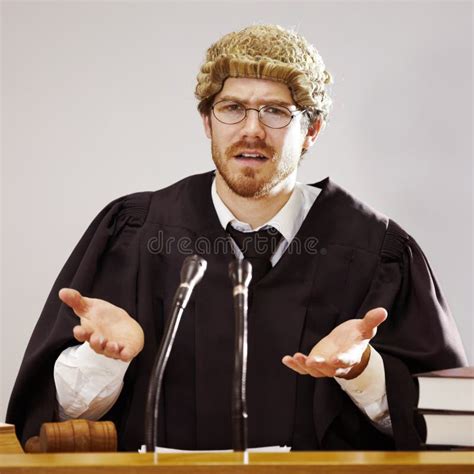 Legal Doubt And A Judge Man In Court Asking A Question About Trial