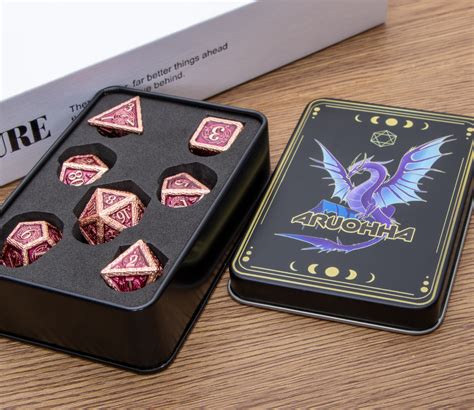 Dnd Metal Polyhedral Dragon Scale Dice Set Dungeon Grandado
