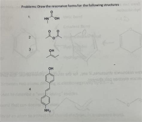 Solved Problems Draw The Resonance Forms For The Following Chegg