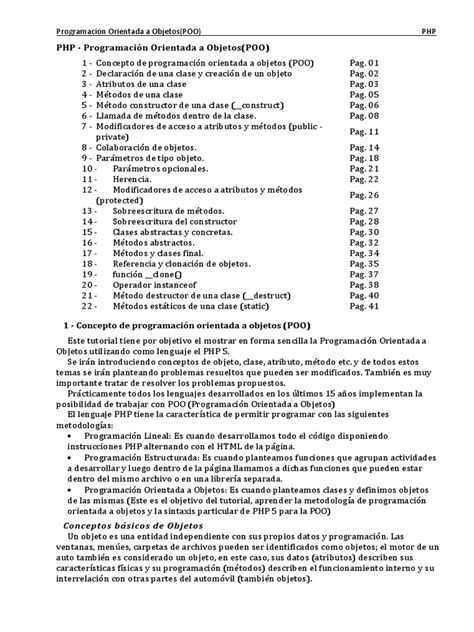 Programación De Php Orientada A Objetos Descargar Gratis Pdf Objeto