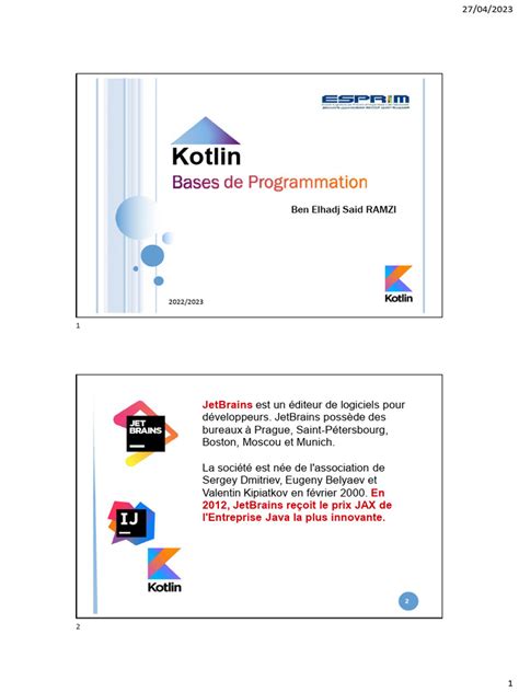 Chapitre 1 Kotlin Pdf