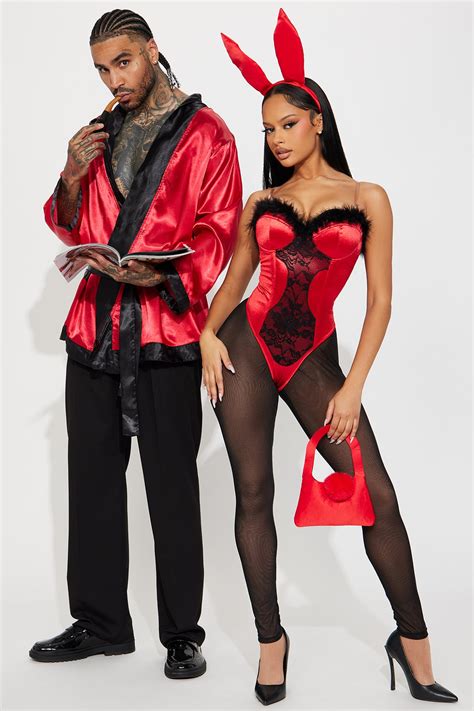 Cutest Sexy Bunny 5 Piece Costume Set Black Red Fashion Nova