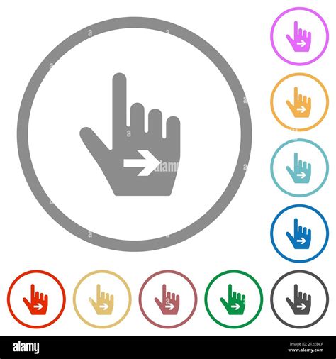 Hand Cursor Right Solid Flat Color Icons In Round Outlines On White Background Stock Vector