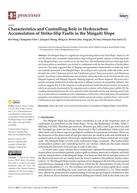 Pdf Characteristics And Controlling Role In Hydrocarbon Accumulation Of Strike Slip Faults In