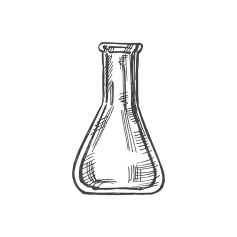 Vector Hand Drawn School Illustration Detailed Retro Style Glass Flask