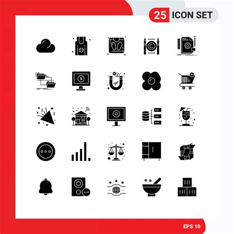 Pictogram Set of 25 Simple Solid Glyphs of feedback design scale creative copyright Editable ...