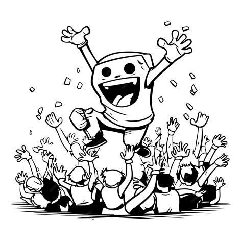 Premium Vector Crowd Of People With A Robot Vector Illustration Cartoon
