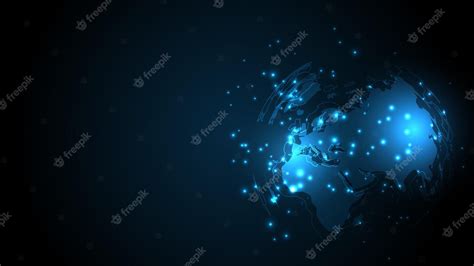 Premium Vector Global Network Connection World Map Abstract Technology Background Global