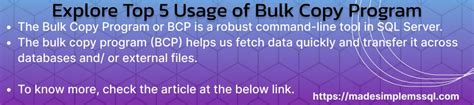 Explore Top 5 Usage Of Bulk Copy Program Madesimplemssql