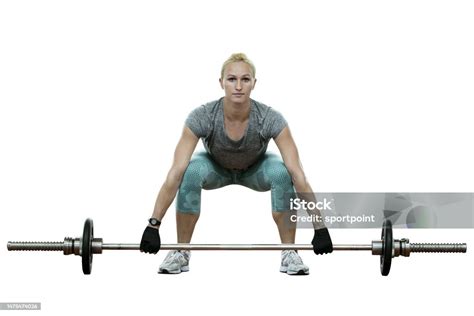 여성 운동 선수 운동 데드리프트 흰색 배경에 격리된 육상 근력 운동 스포츠 사진 여자에 대한 스톡 사진 및 기타 이미지 여자 쭈그리고 앉기 건강한 생활방식 Istock