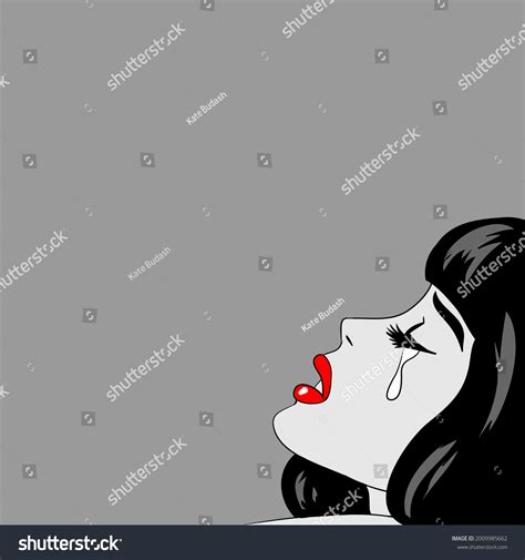 Drawing Crying Girl Pop Art Style Stock Illustration 2009985662